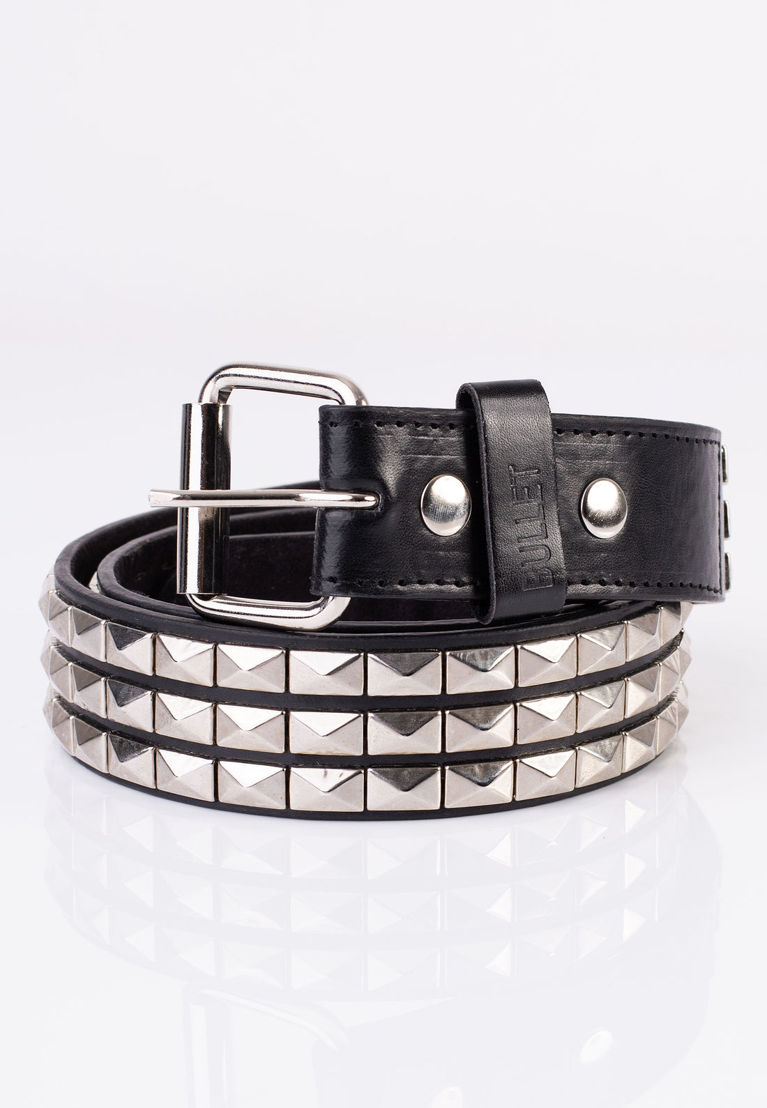 Bullet69 - 3 Row Long Silver Pyramid Studded - Belt | Impericon
