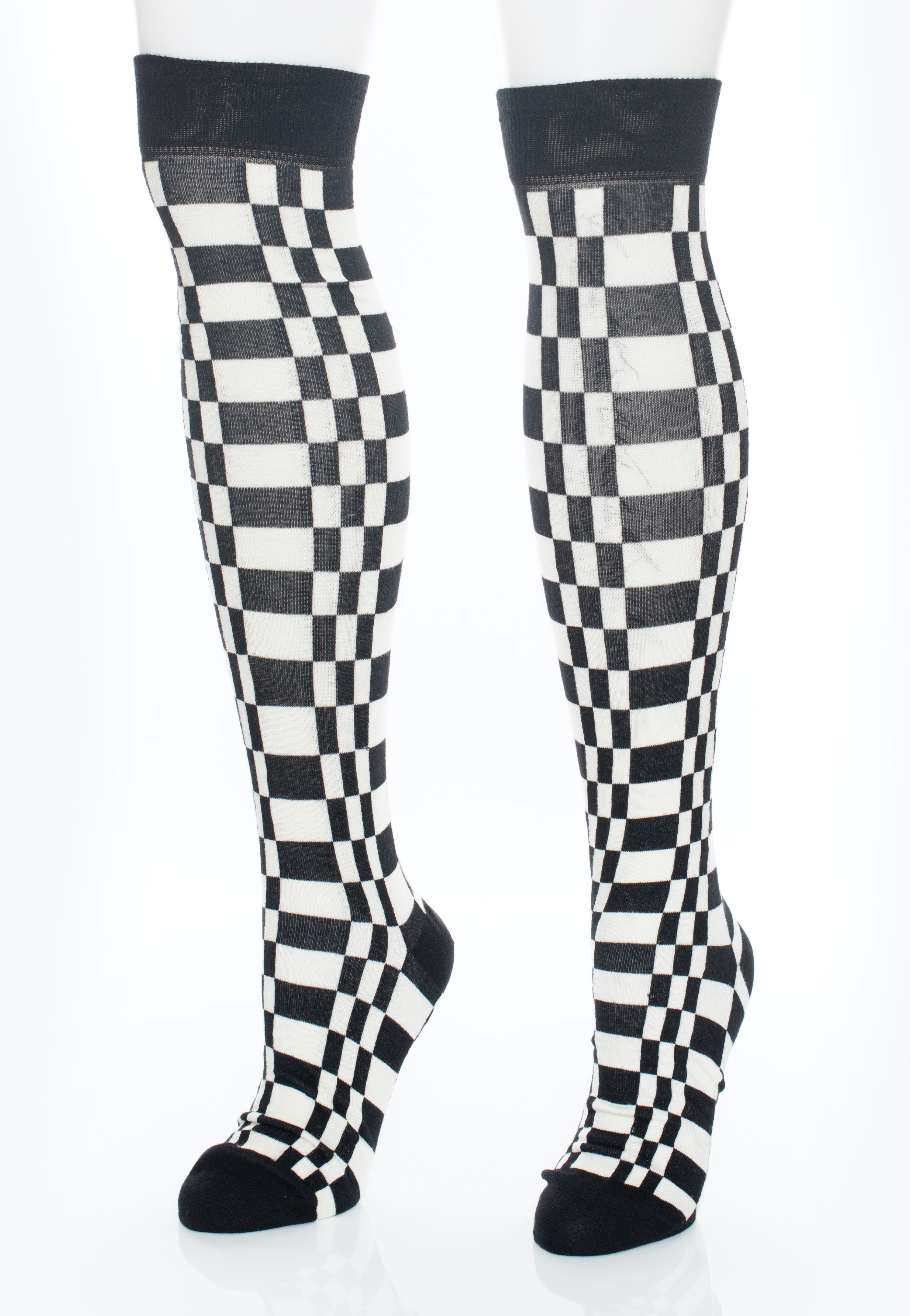 Fred Perry - Long Chequerboard Black/Ecru - Socks | Impericon