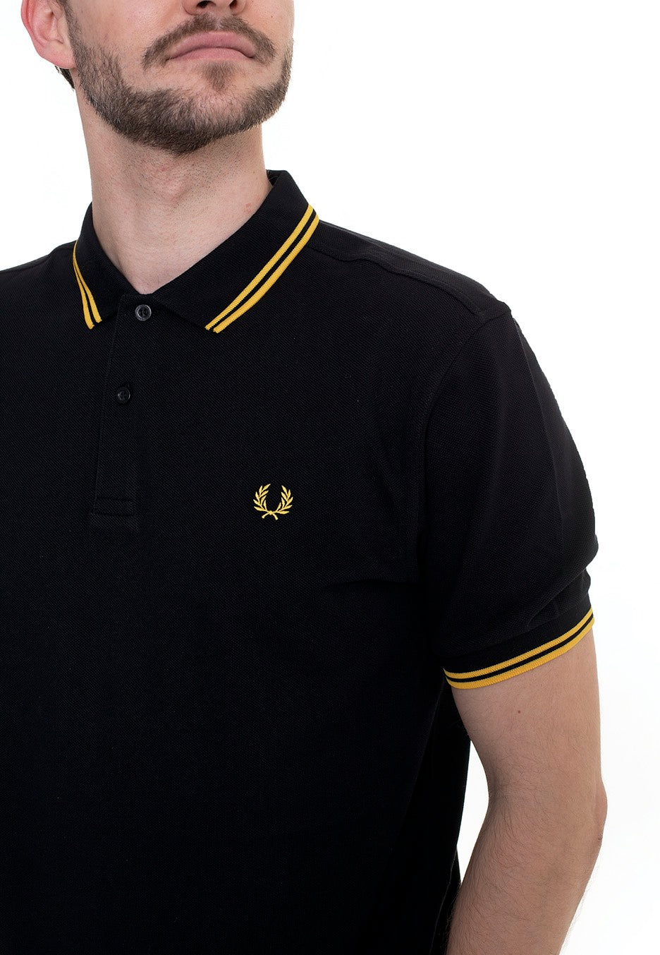 Fred Perry - Slim Fit Twin Tipped Black/New Yellow - Polo | Impericon