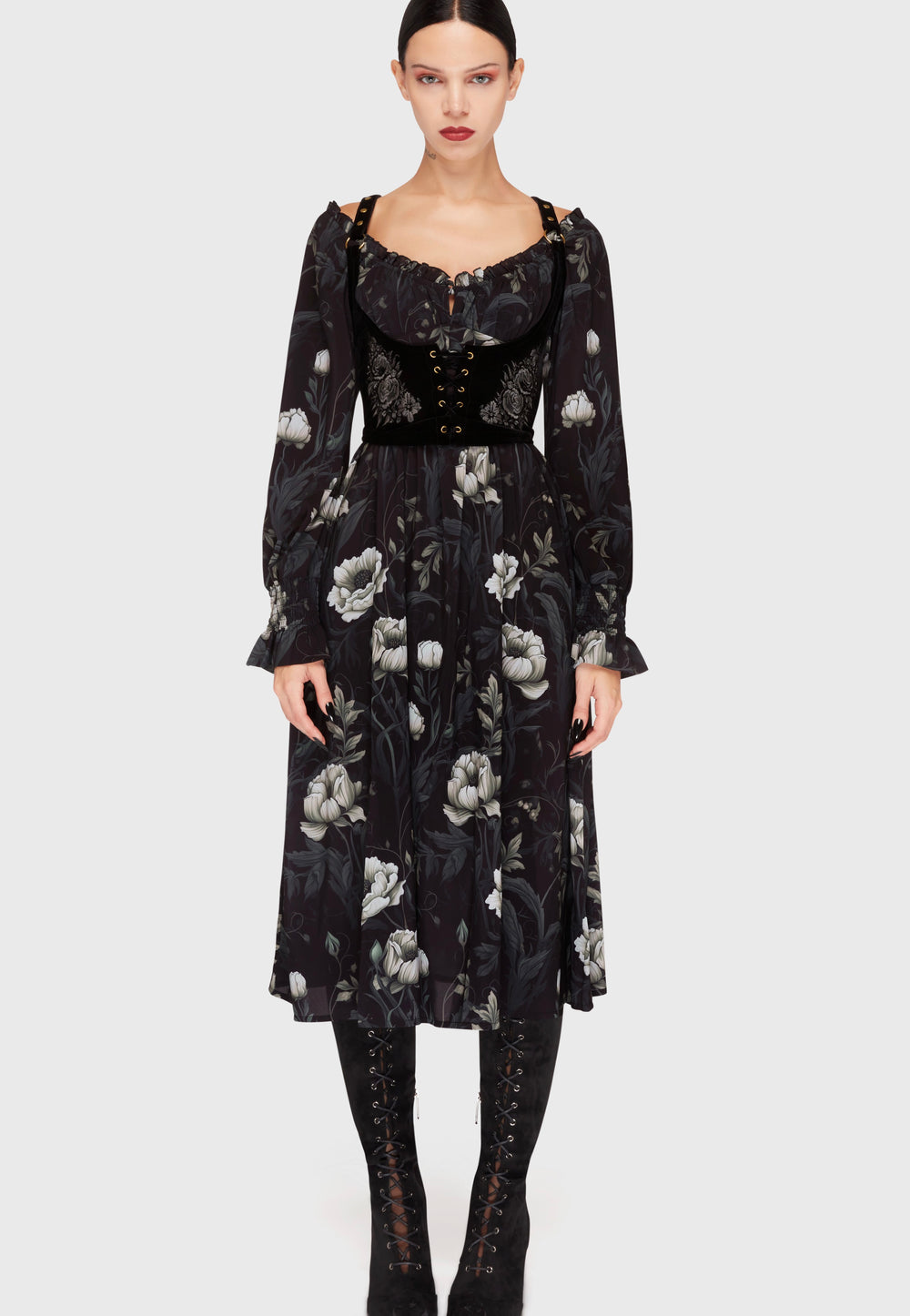 Killstar - Ivory's Chorus Midi Black/Ivory - Dress