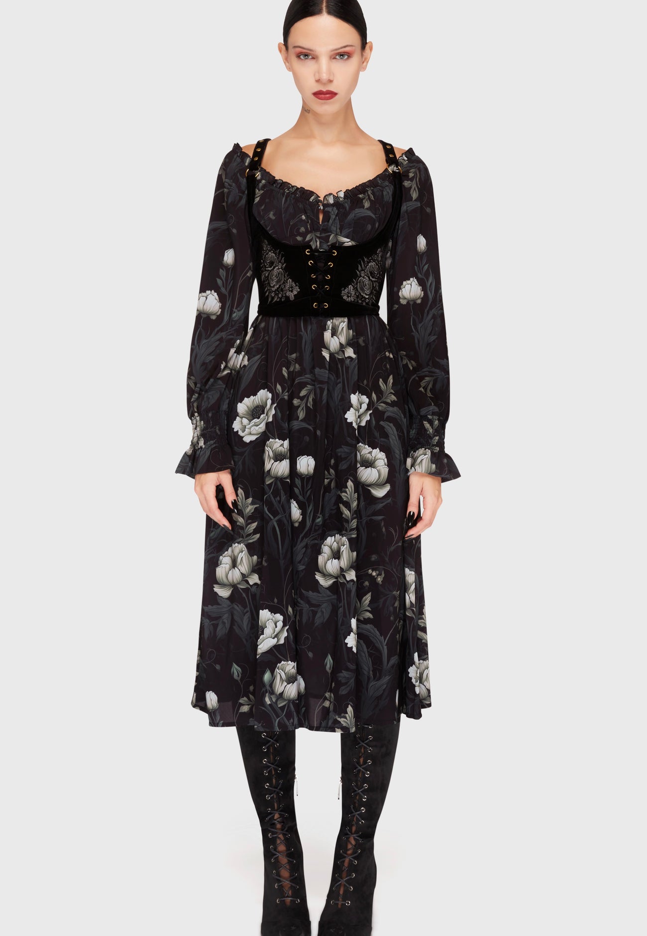 Killstar - Ivory's Chorus Midi Black/Ivory - Dress