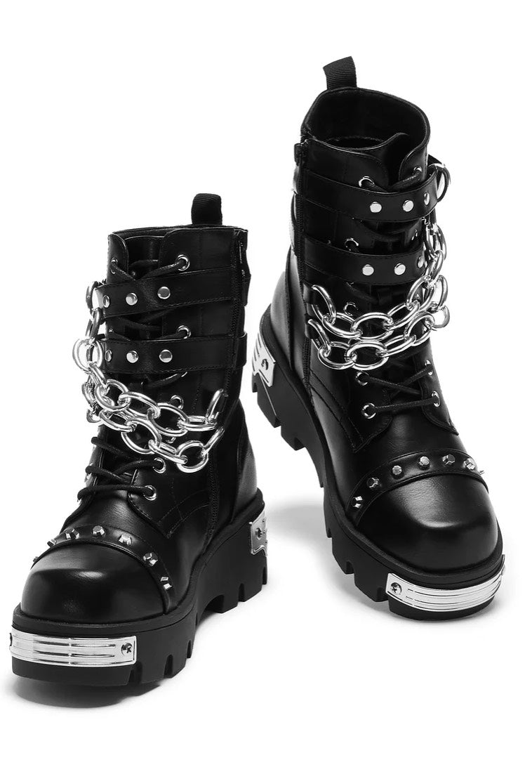 Koi Footwear - Shackled Shadows Heavy Duty Chain Biker Black - Girl Sh