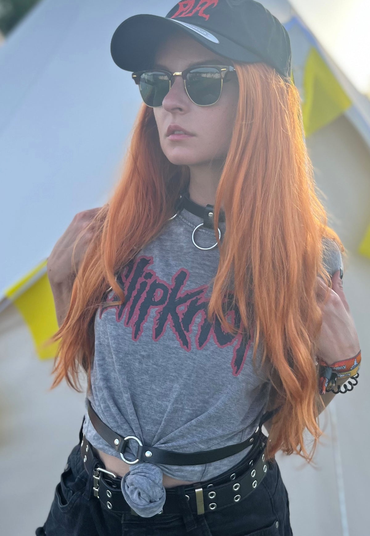 Slipknot - Red Logo Burnout Grey - T-Shirt | Impericon