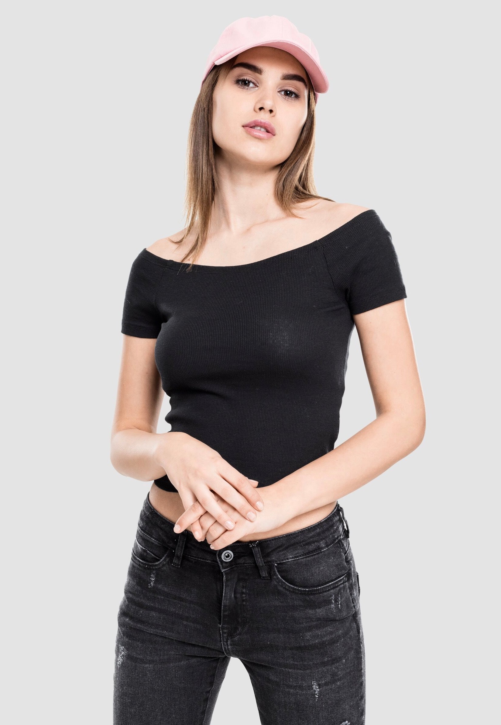 Urban Classics - Ladies Off Shoulder Rib Black - T-Shirt | Impericon