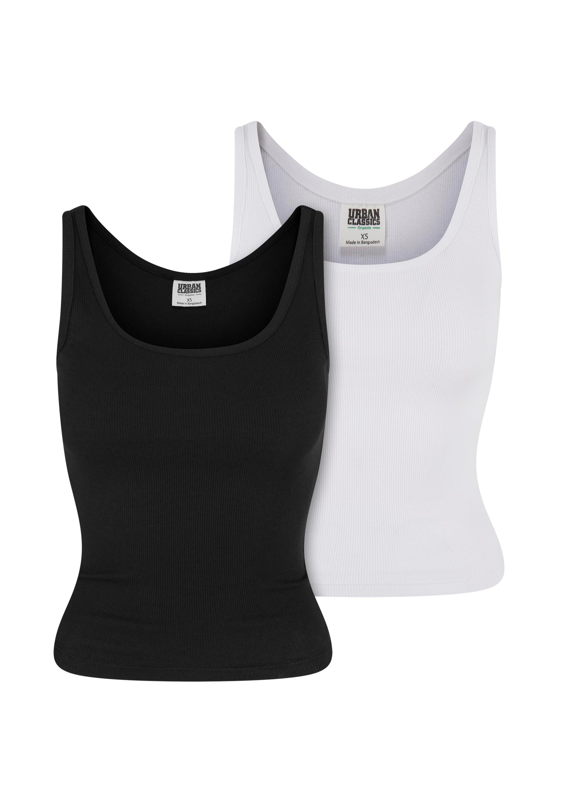 Urban Classics - Ladies Organic Basic Rib Pack Of 2 Black/White - Tank ...
