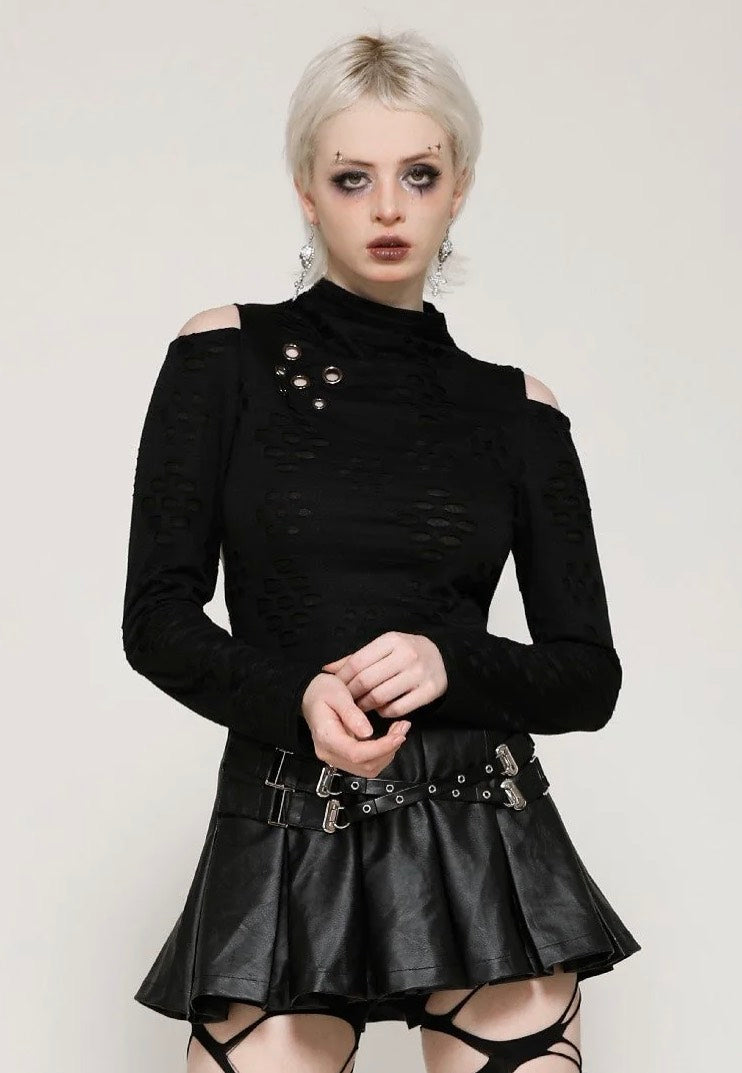 Dark In Love - Punk Back Cutout Star Shaped Distressed - Longsleeve ...