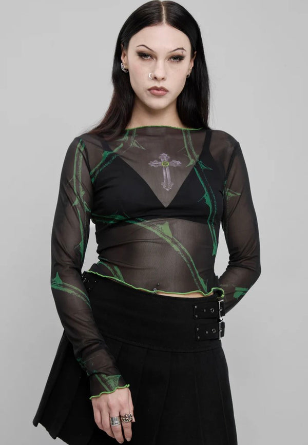 Mary Wyatt x Type O Negative Wolf Moon Long Sleeve Mesh - Top | Impericon